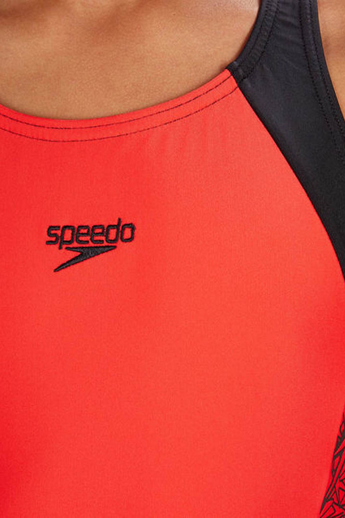 Speedo 8-10844B - Boom Endurance Kız Çocuk Siyah/Kırmızı Mayosu